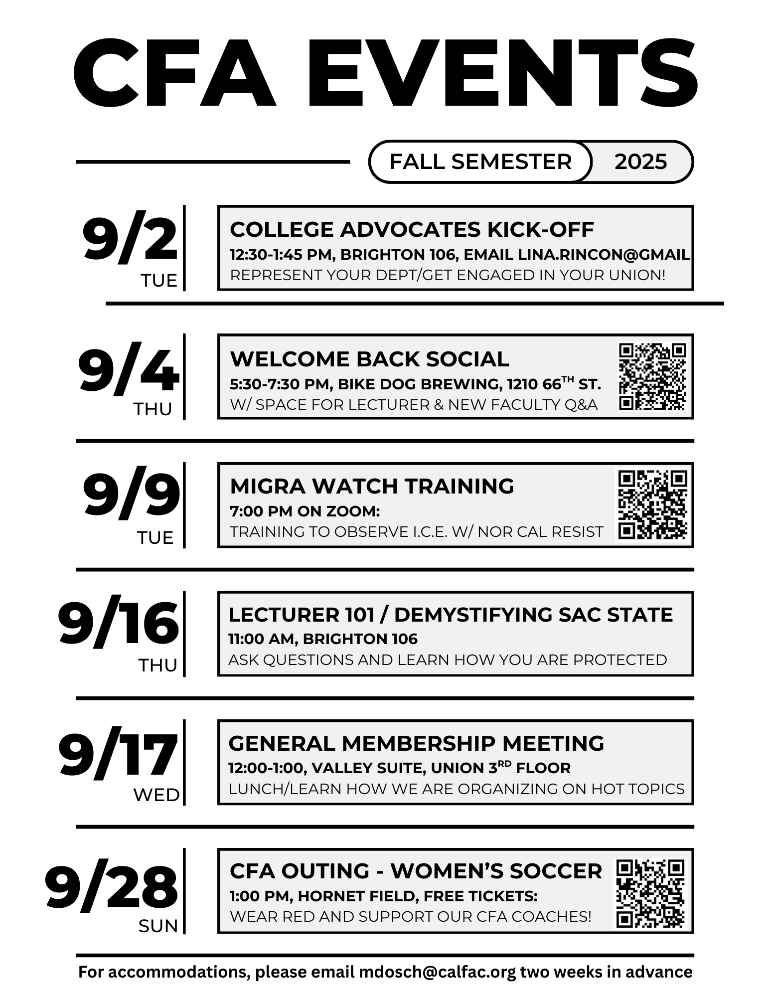 Fall Events with the CFA - California Faculty Association